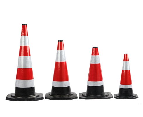 Heavy Duty 610mm Reflective Construction Rubber Cones on Road – Roadway ...